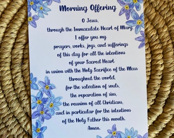 Kids Morning Offering Prayer Printable Wall Art Catholic Kid Prayer ...