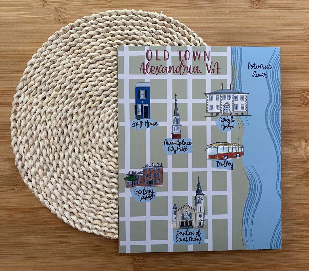 Old Town Alexandria, VA Map of Landmarks 8x10 - Etsy