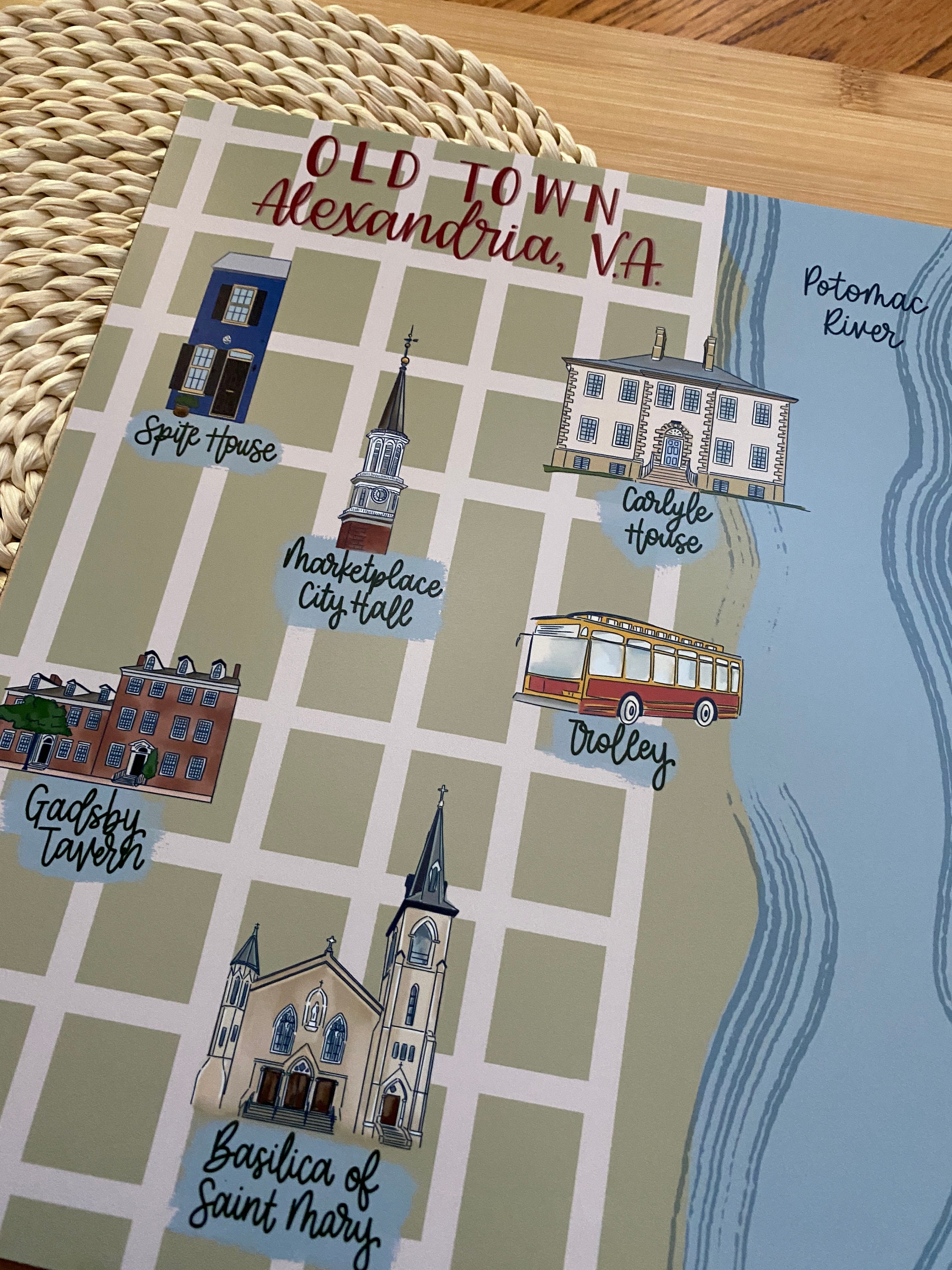 Old Town Alexandria, VA Map of Landmarks 8x10 - Etsy