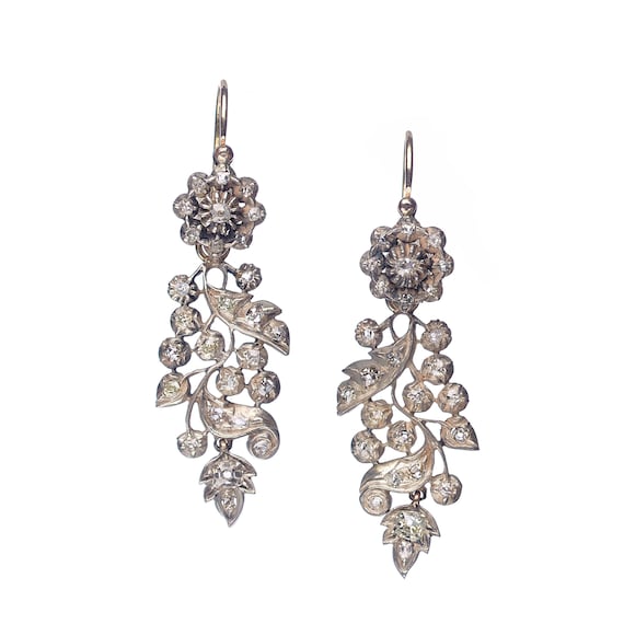 Antique Spanish Diamond and Silver Upon Gold Drop Earrings - Etsy
