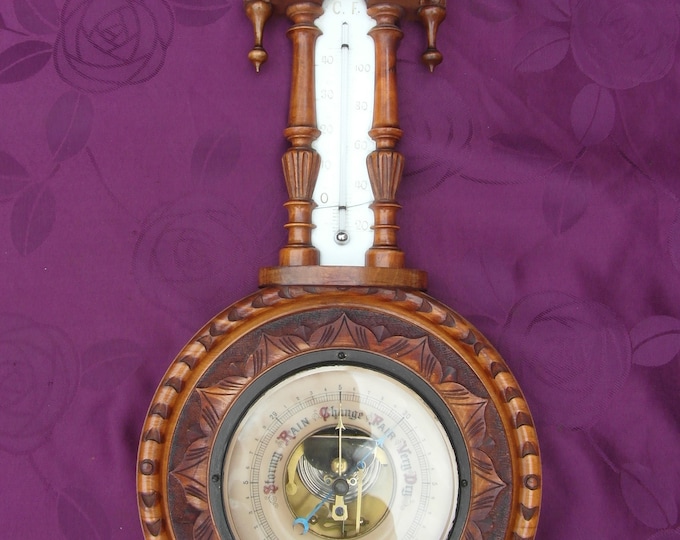 1960s Leather Clad Banjo Barometer VANTAGE SUNDEWHIDE WEATHERMASTER ...