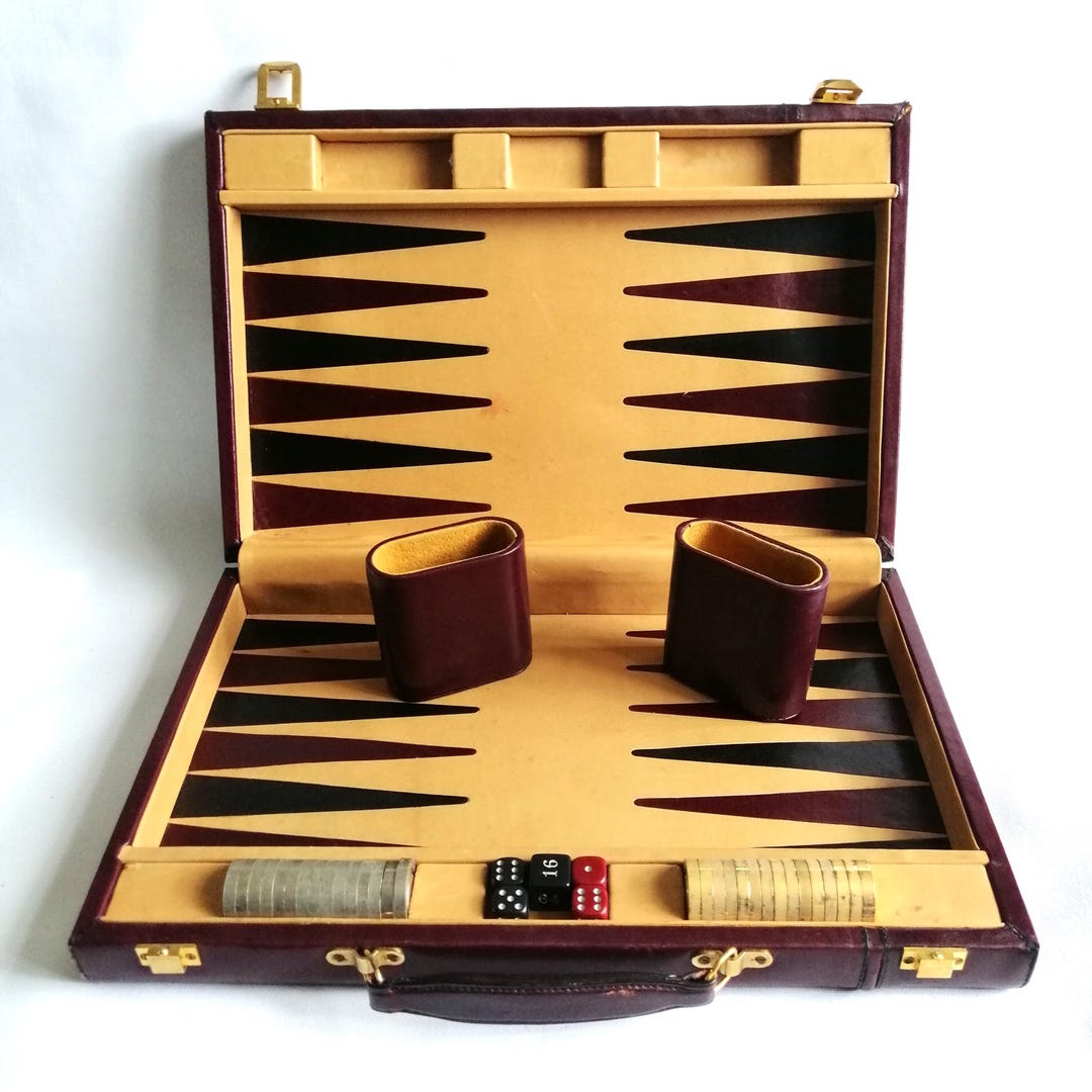 Deluxe Large Vintage 1970s Burgundy Briefcase Backgammon Set by Pierre ...