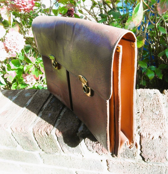 1960s - 1970s Faux Leather School Satchel - Retro TV … - Gem