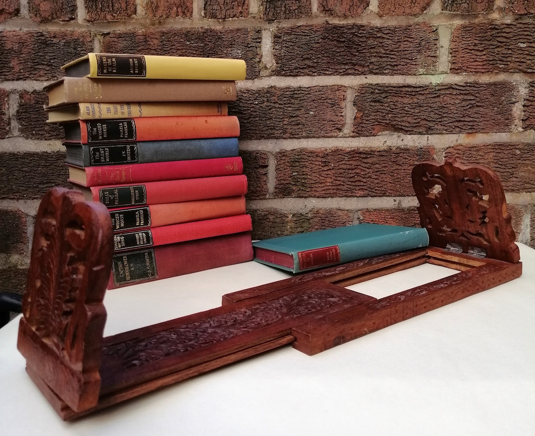 Vintage 1970's Indian Intricately Hand Carved Hardwood Extendable Book ...