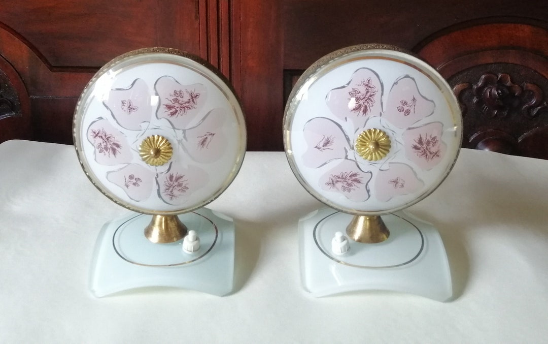 Beautiful Pair of 1940s Italian Glass Bedside Table Lights With Ormolu ...