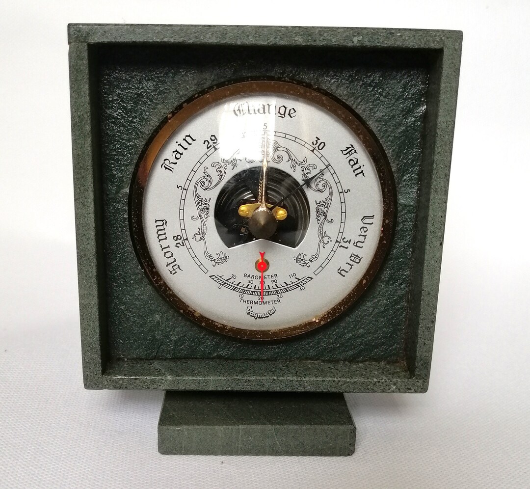 1960s Slate Mounted Desk Barometer & Thermometer by Daymaster - England ...