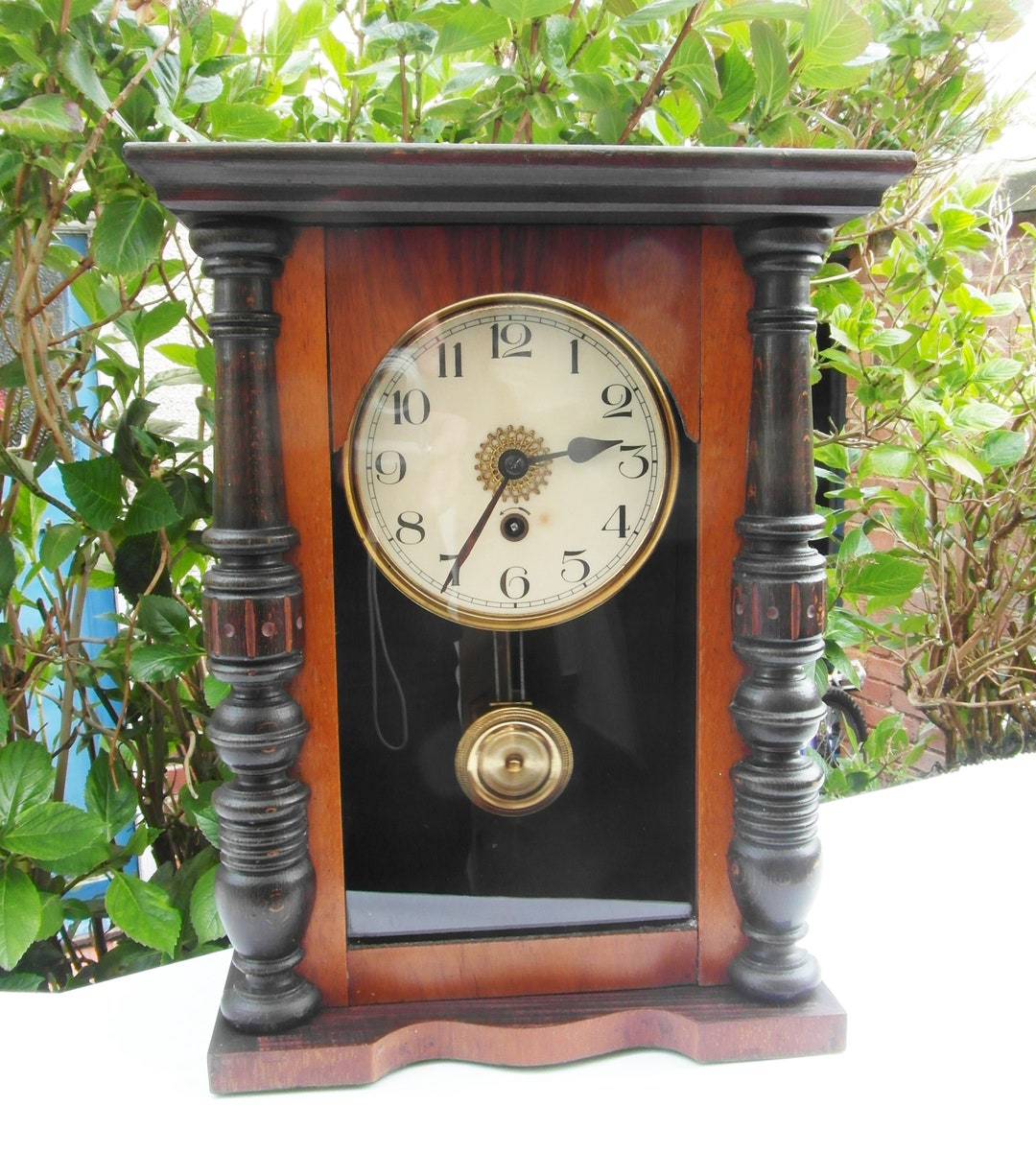 Late 19th Century Vienna Style Wall 8 Day Clock Half Turned Uprights ...