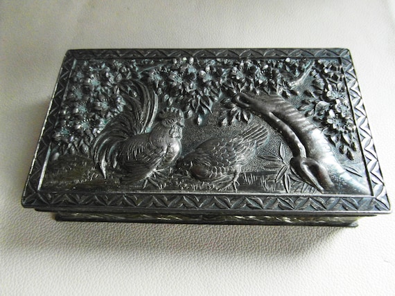 Antique Early 20th C Japanese Antimony Embossed Coppe… - Gem