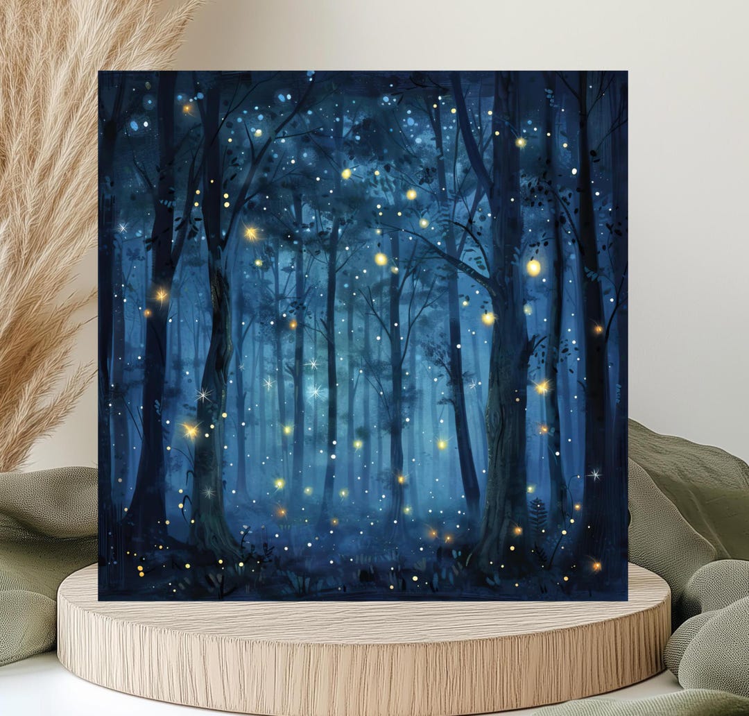 Enchanted Forest Blank Greeting Card: Fairy Lights, Midnight Sky (6 ...