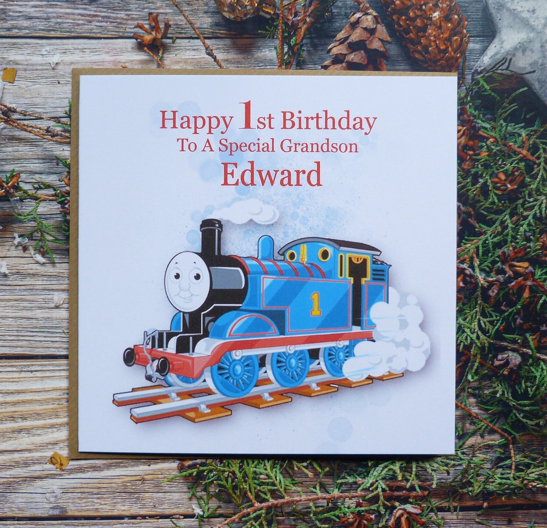 Personalised Birthday Card Thomas the Tank Son Grandson Great Grandson Nephew Godson Brother ...