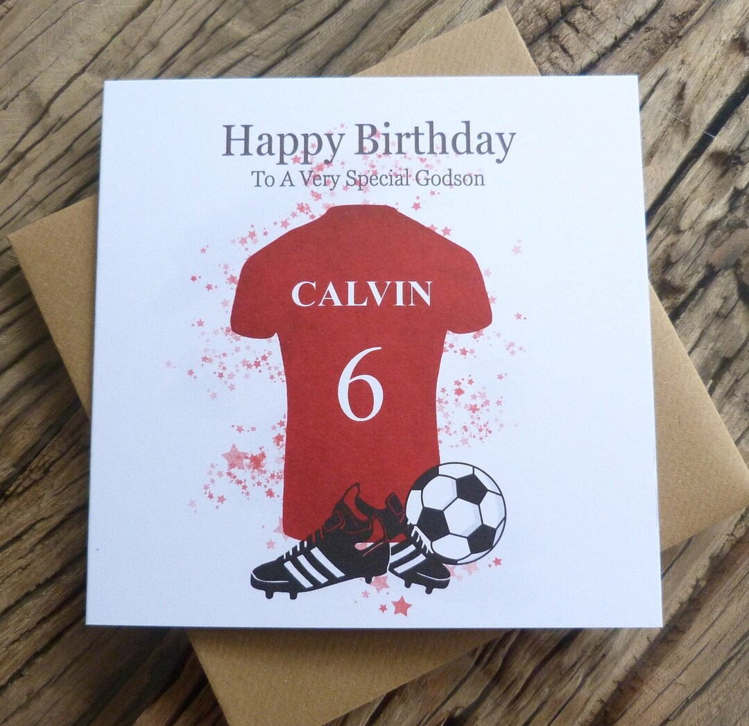 Grandson Personalised Birthday Card Football Son Happy Birthday ...
