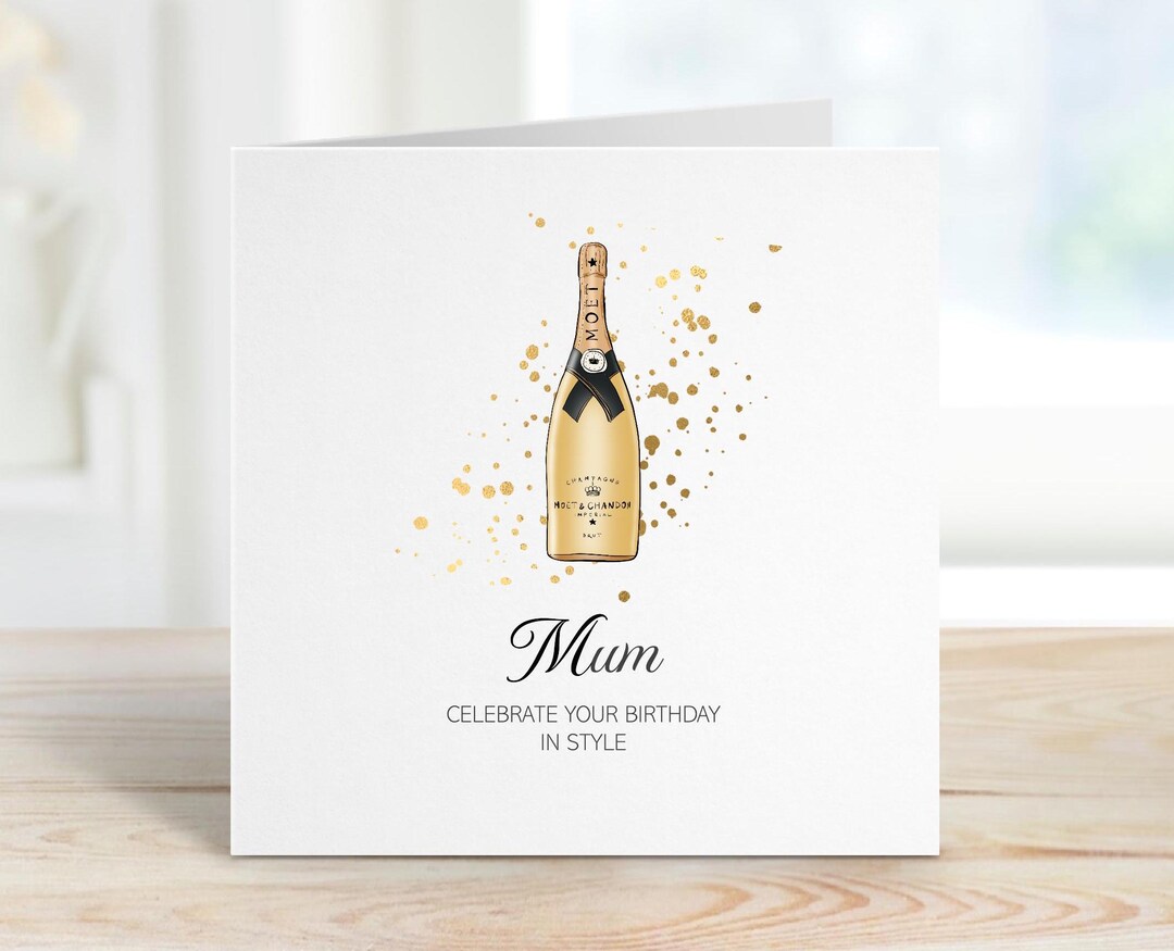 Personalised Birthday Card Champagne Mum Sister Wife Friend Daughter 6A ...