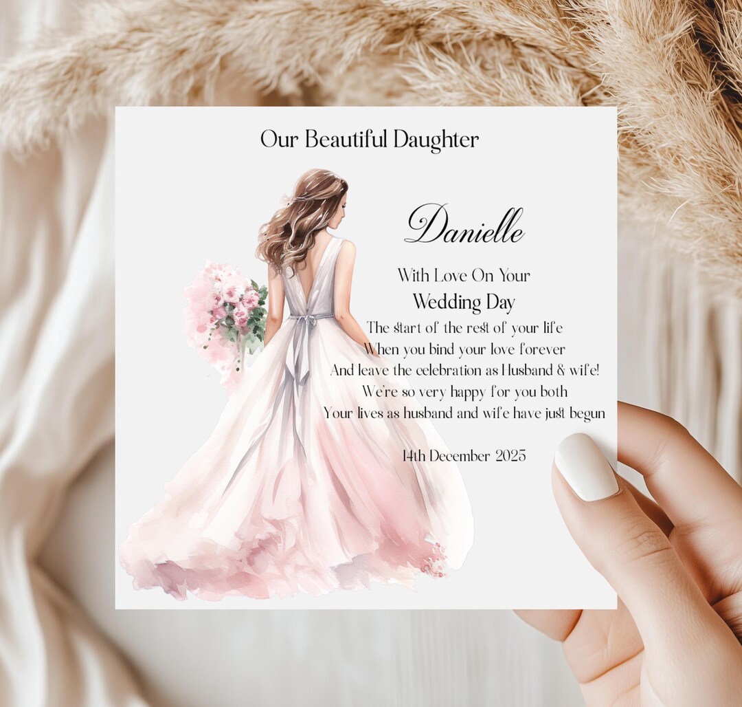 Personalised Wedding Card Our Daughter on Her Wedding Day Keepsake ...