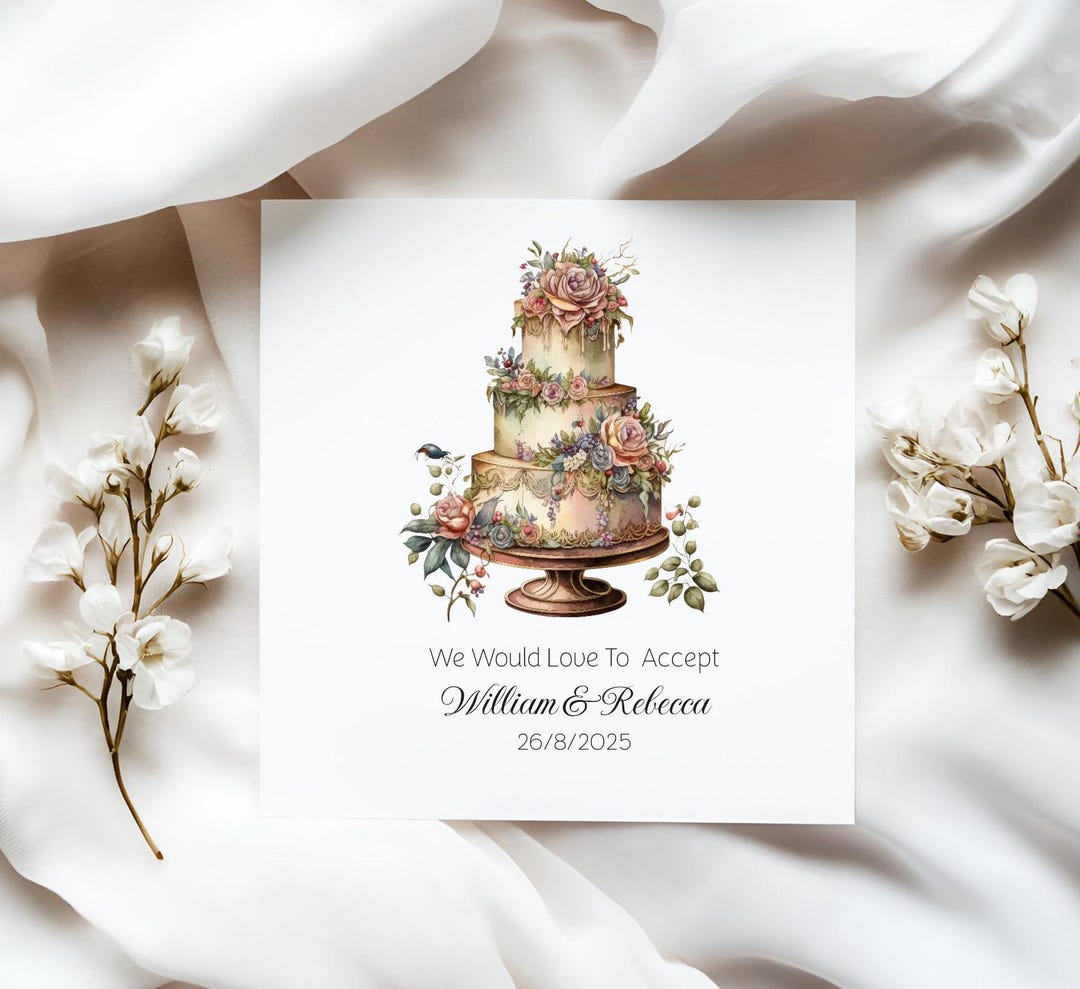 Personalised Wedding Acceptance Card Wedding RSVP Acceptance Card ...