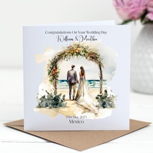 Personalised Wedding Day Card Congratulations Beach Wedding for Couples ...