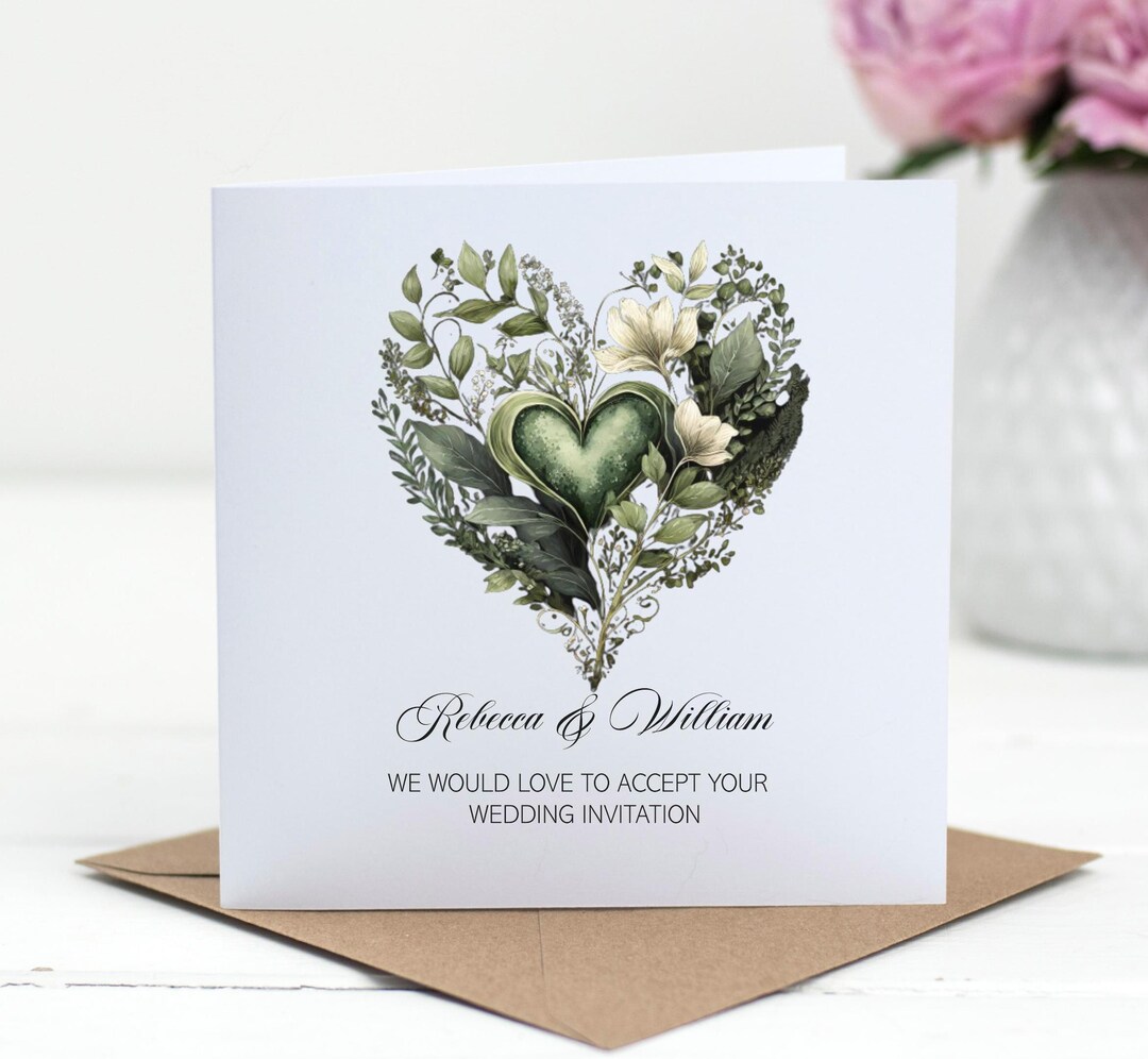 Personalised Wedding Acceptance Card Wedding RSVP Acceptance Card ...