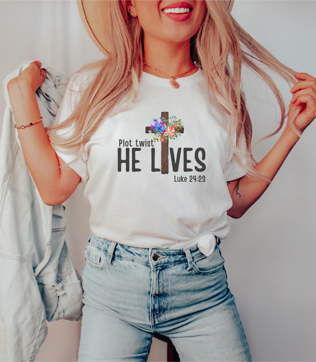 Plot Twist He Lives, Christian Easter Shirt, Women's Easter T-shirt ...