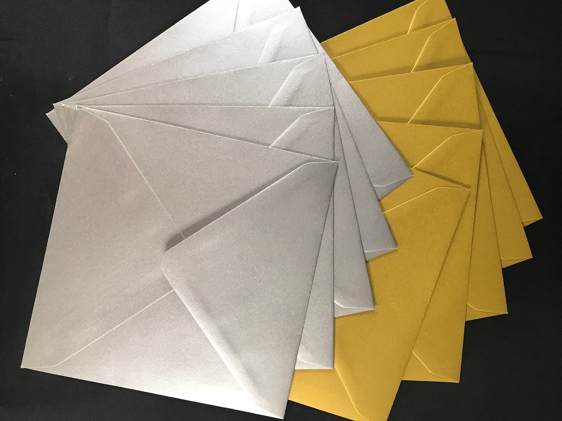 Multipack 5 Sobres Metálicos De Oro Plata con Tarjetas Blancas - Etsy ...