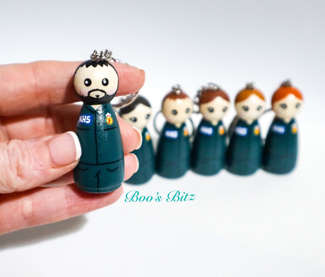 Paramedic Peg Doll Keyring / Charm 5.3cm (personalised) NHS Key Worker ...