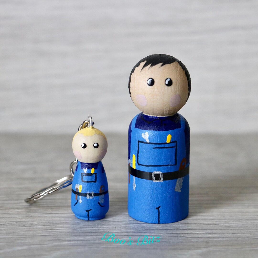 Builder / Plumber Peg Doll Keepsake Cake Topper Keyring - Etsy