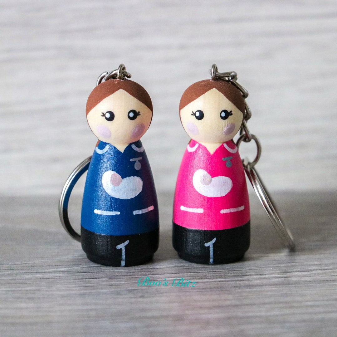 Midwife Doll Keyring / Charm 4.3cm (personalised) NHS Key Worker ...