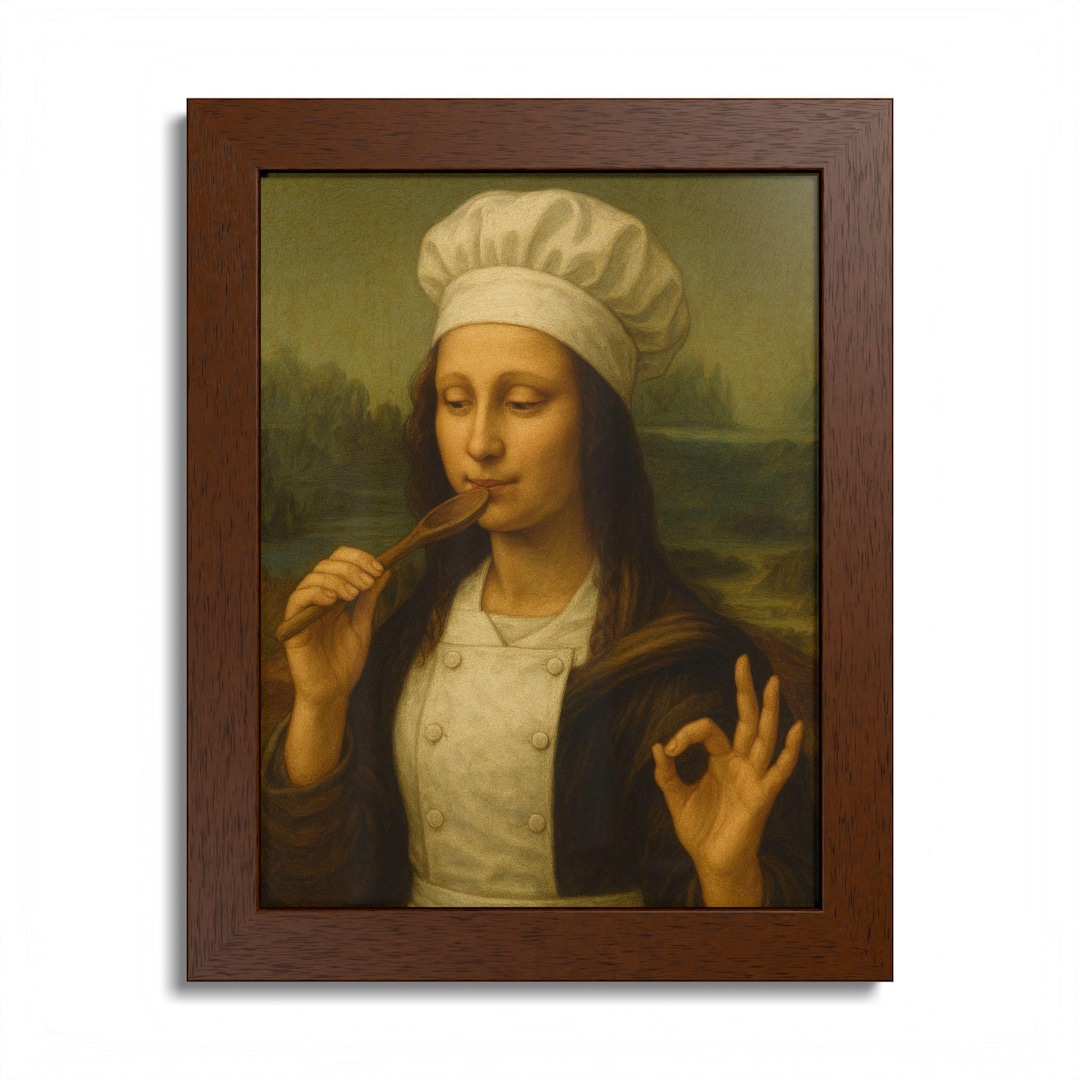Funny Mona Lisa Chef, Culinary Wall Decor, Vintage Chef Poster, Kitchen ...