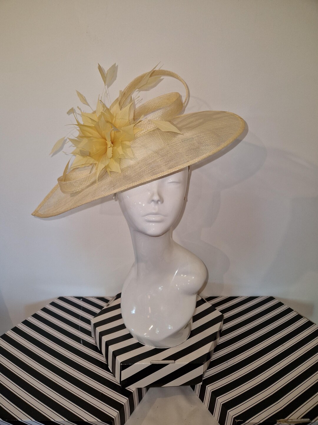 Butter Yellow Lemon Pastel Yellow Feather Fascinator Hatinator Weddings ...