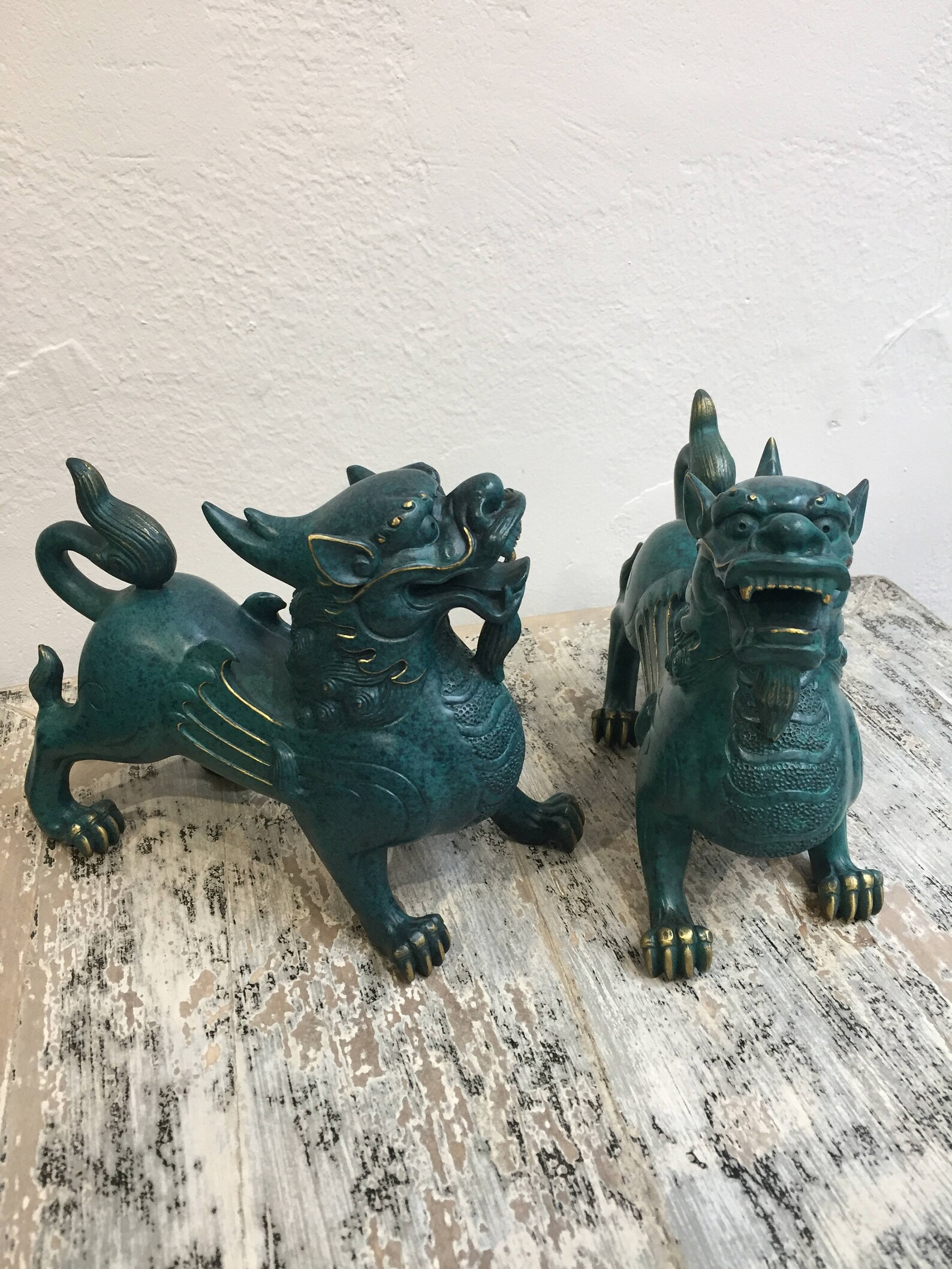 A Pair of Dan Qing Pixiu Sculpture by Feng Shui 風水 Master Wang Ao Foo ...