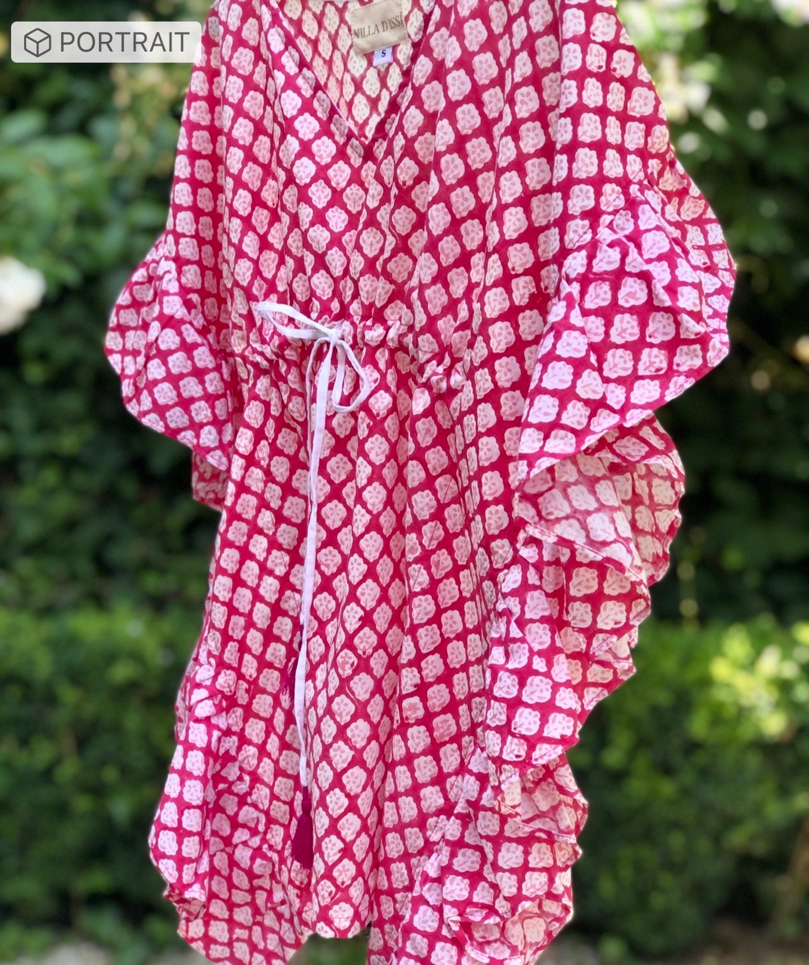 Pink Girls' Bath Poncho Caftan Beach Tunic Dress With Pink Ruffles ...