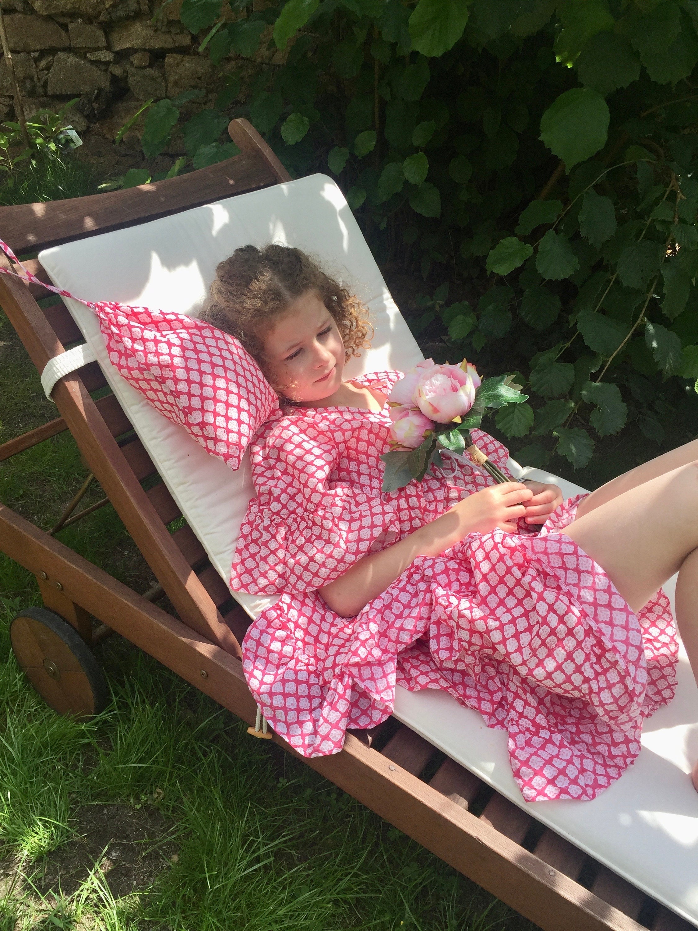 Pink Girls' Bath Poncho Caftan Beach Tunic Dress With Pink Ruffles ...
