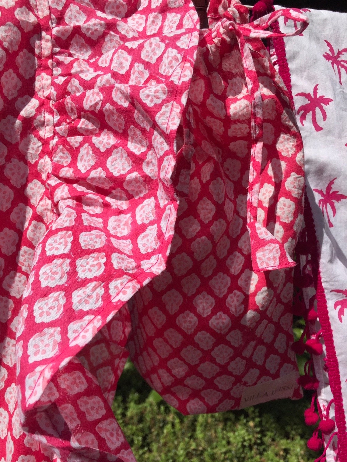 Pink Girls' Bath Poncho Caftan Beach Tunic Dress With Pink Ruffles ...