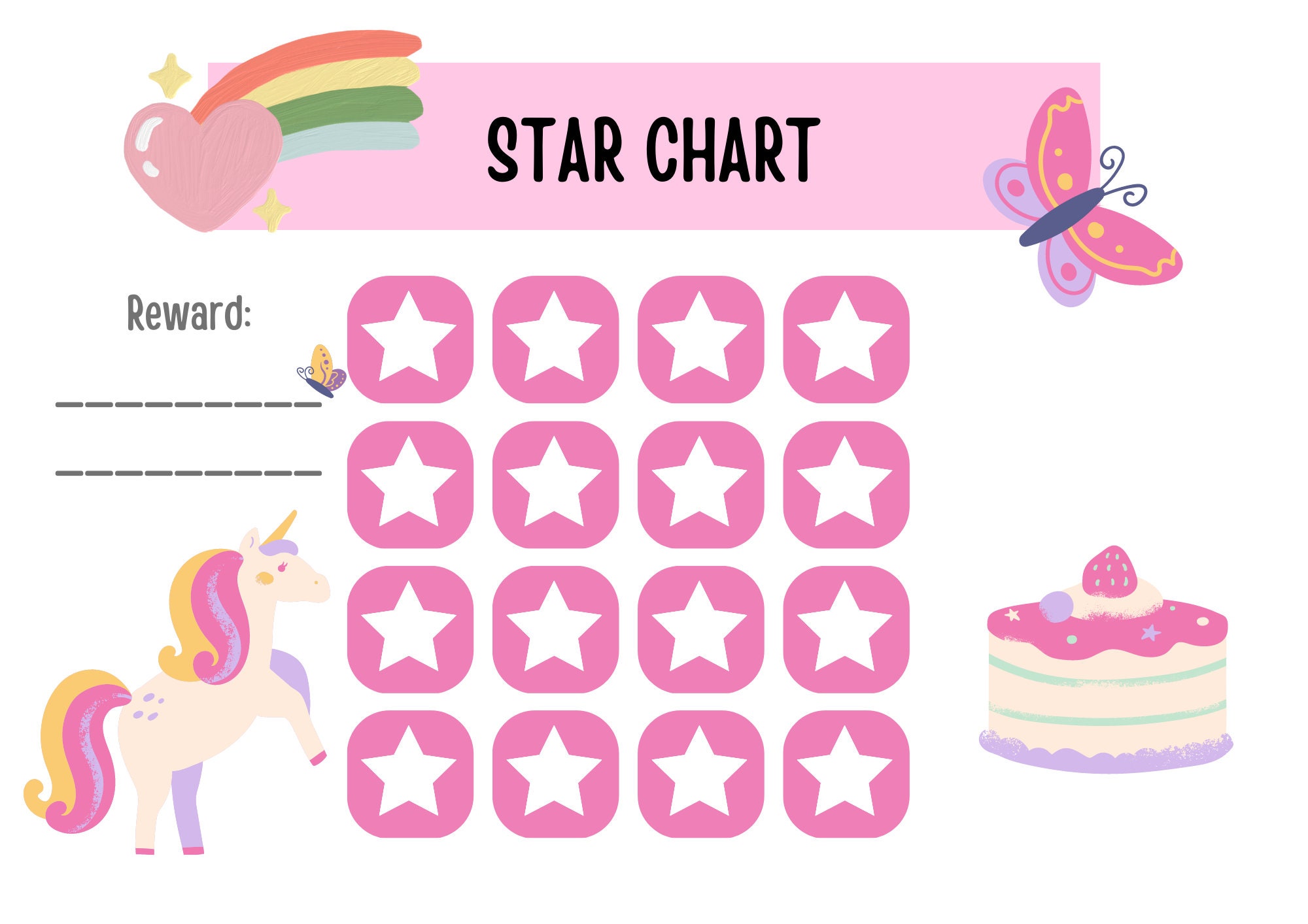 Printable Unicorn Lover Reward Chart Toddler Reward Chart - Etsy