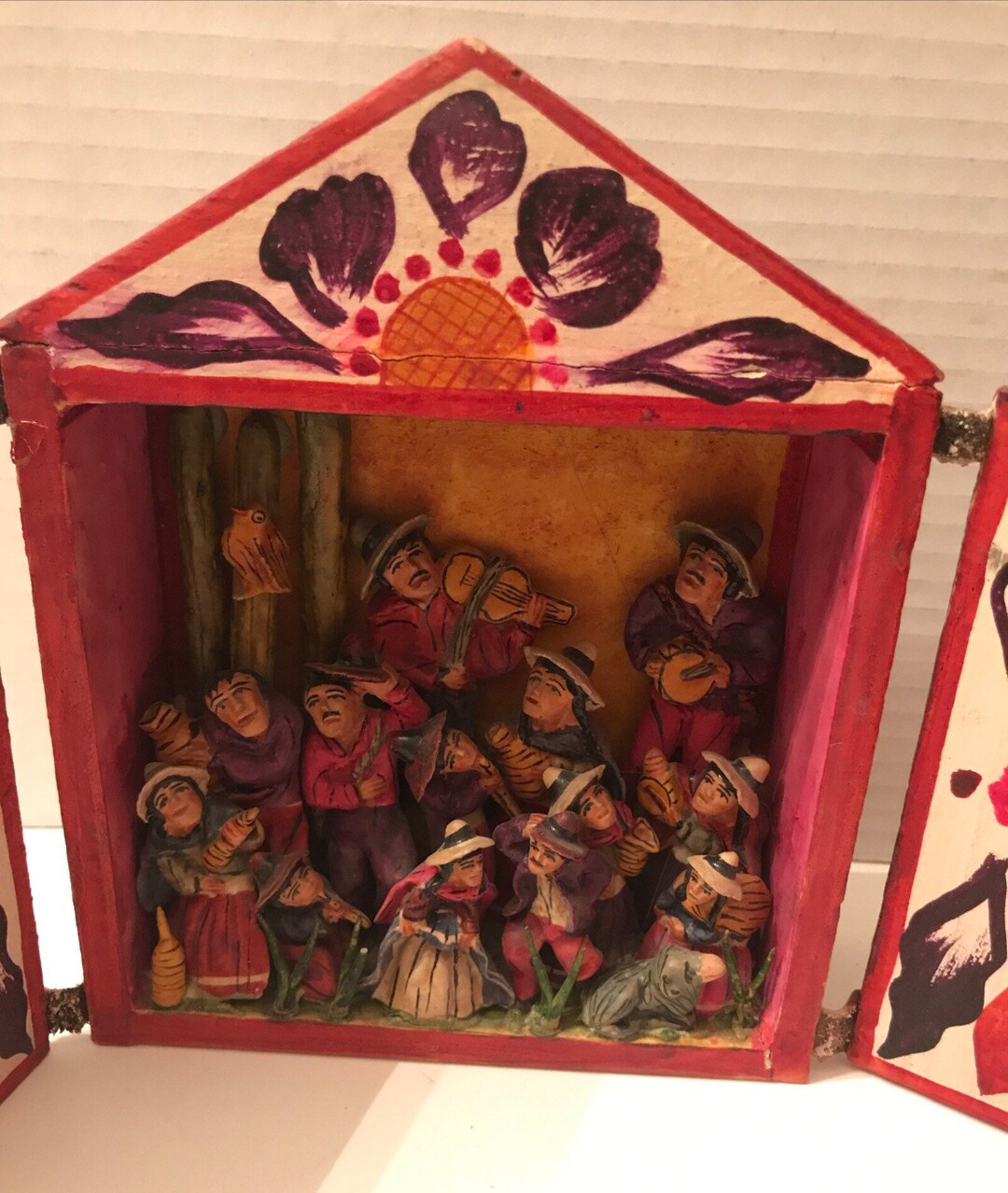 Old Antique Handmade Retablo Folk Art Fruit People Muscian Gathering - Etsy