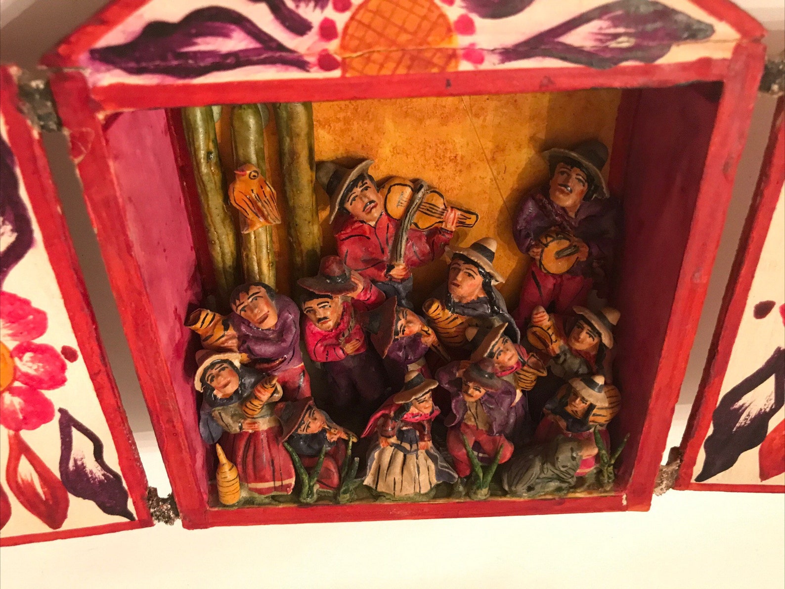 Old Antique Handmade Retablo Folk Art Fruit People Muscian Gathering - Etsy