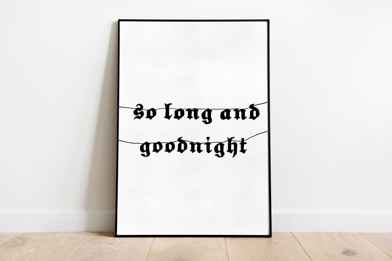 So Long and Goodnight Art Print - Etsy