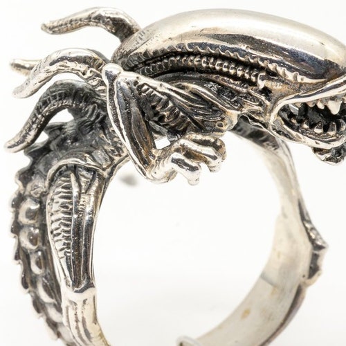 Alien Head Ring .925 Solid Sterling Silver Band Metal Biker - Etsy