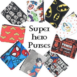 Marvel & DC Comic Superhero Designs Handmade Coin Purses Great for Cash ...