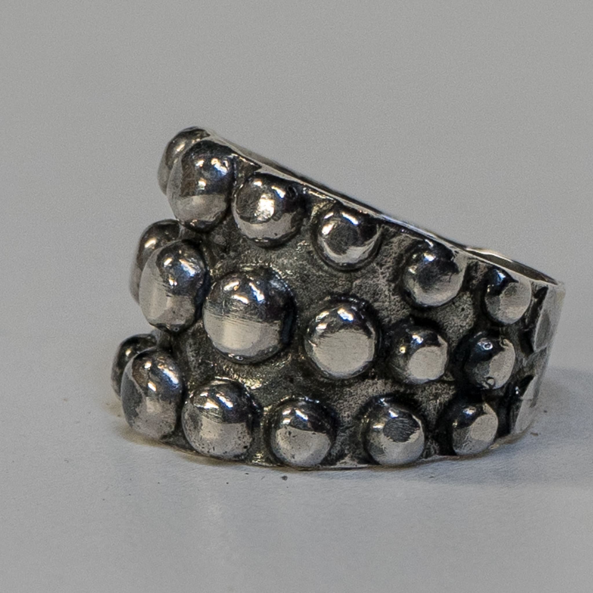 Bubbles Dots Chunky Ring .925 Solid Sterling Silver Biker Rocker Gothic Pagan Punk Viking ...