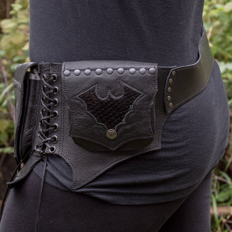 Bat Logo Leather Utility Multi Pouch Belt Hip Belt Pocket Belt - Etsy