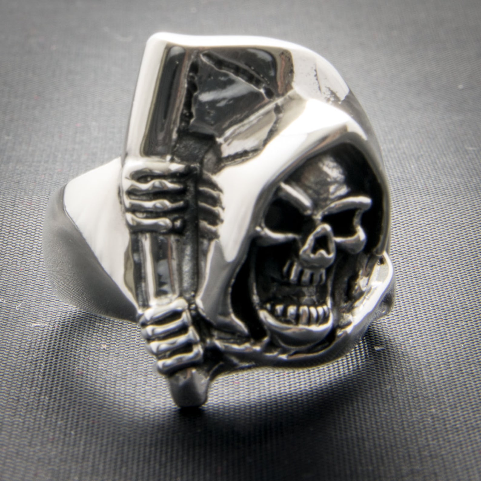 Grim Reaper Ring .925 Solid Sterling Silver Skull, Skeleton, Metal ...