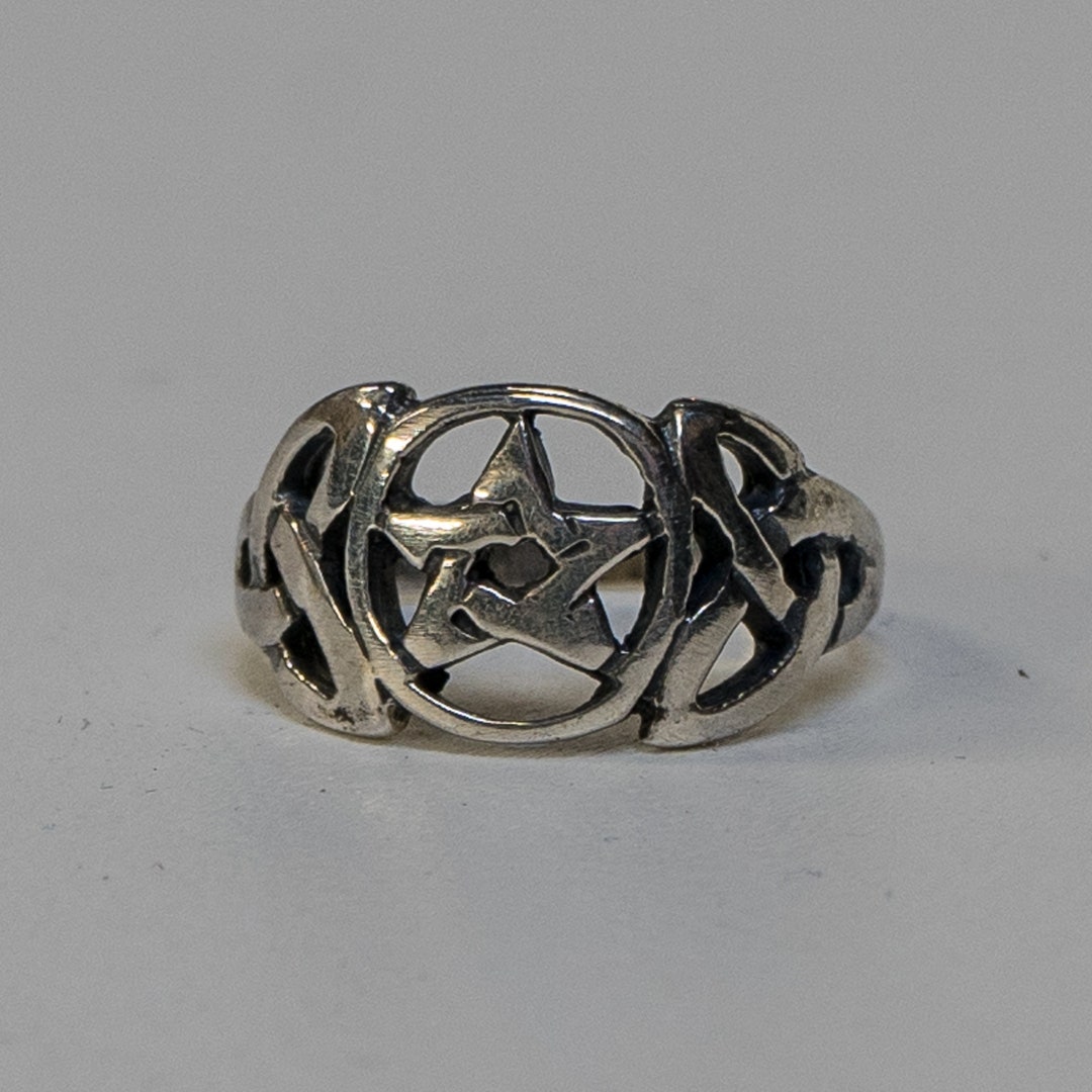 Pentagram Celtic Ring .925 Solid Sterling Silver, Pagan, Pentacle, Star ...