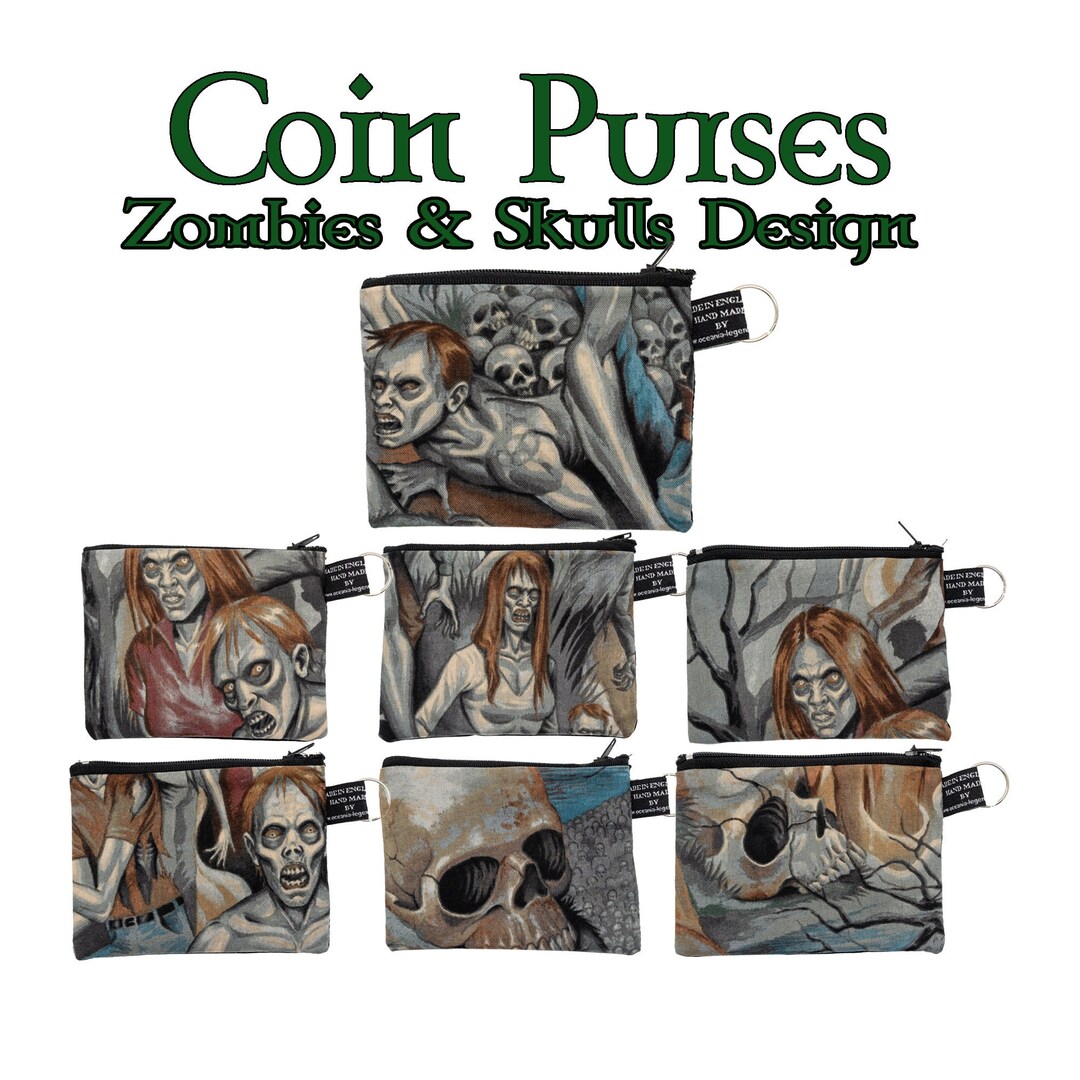 Zombie & Skull Coin and Card Purse Great for Cash Cards Coins Handmade ...