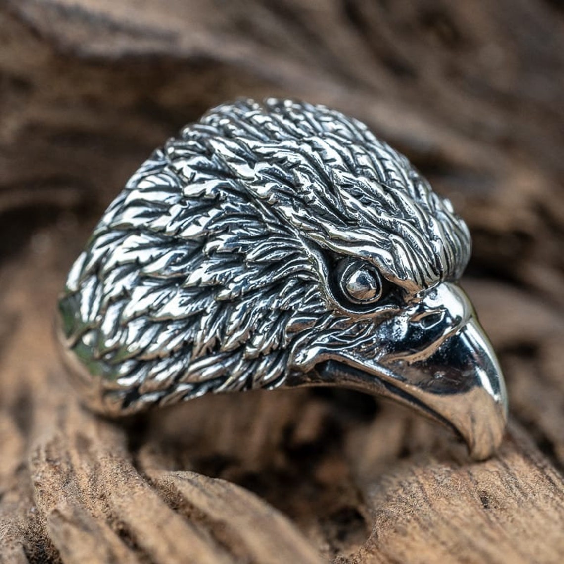 Golden Eagle Head Ring .925 sterling silver. Southwest Native | Etsy