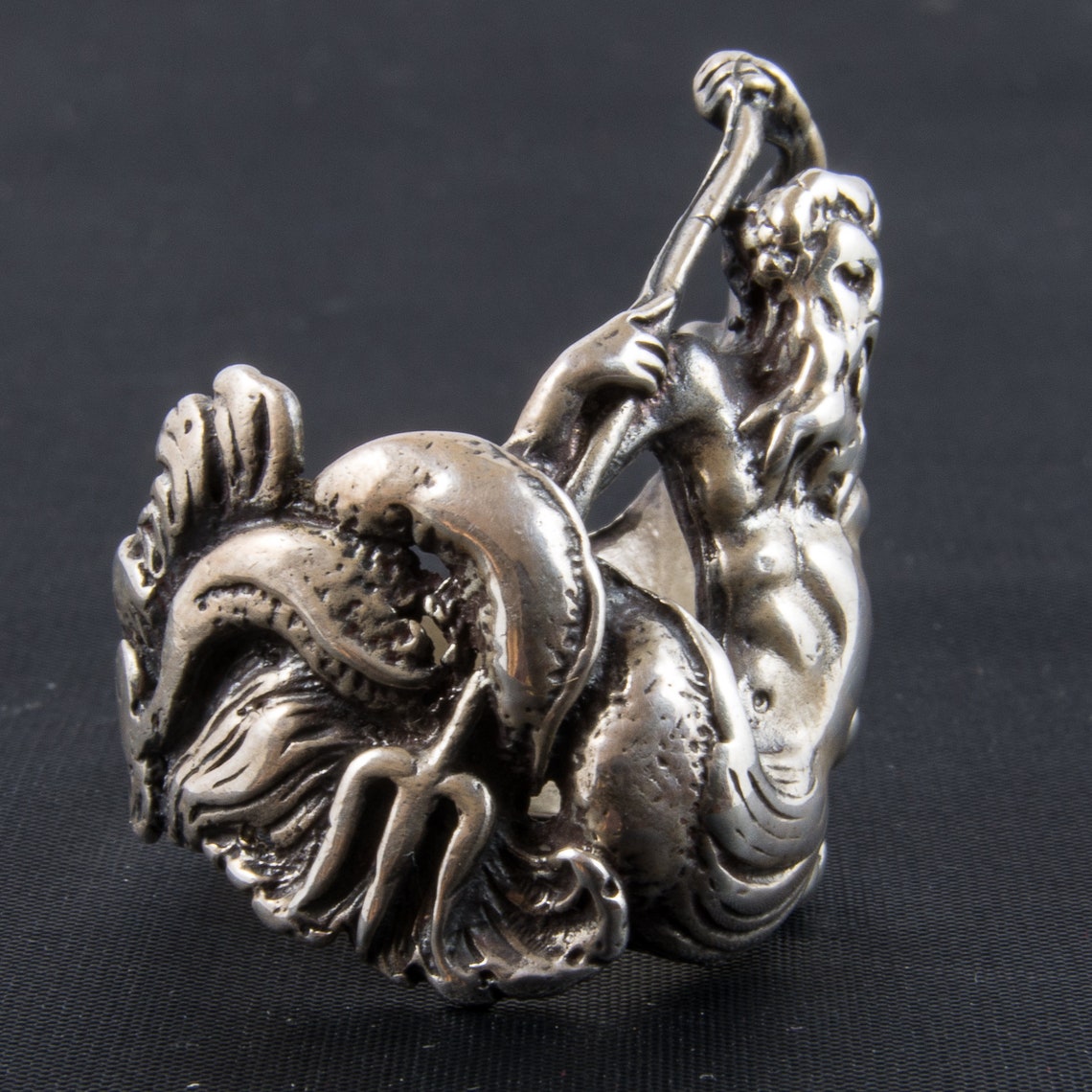 Poseidon Ring Handmade From .925 Solid Sterling Silver Neptune - Etsy