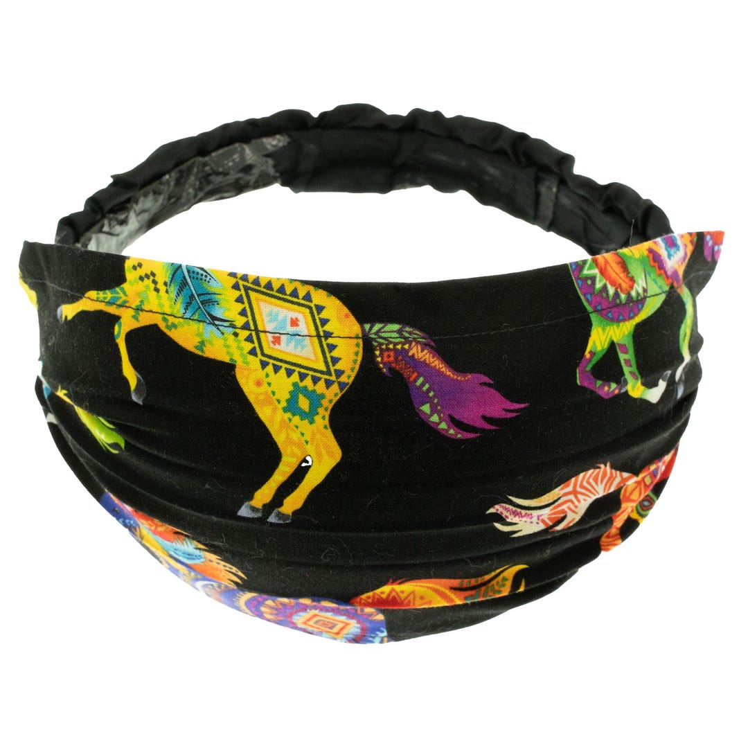 Horses With Bright Aztec Designs on ~ Handmade Elasticated Headband to ...