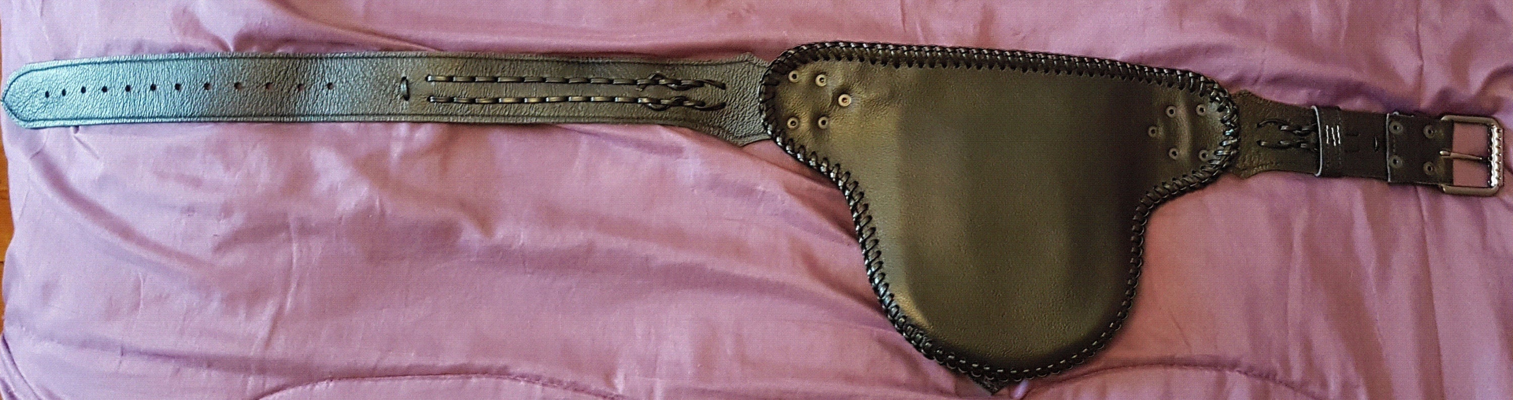 Leather Belt/phone Pouch With Real Python Inlay Gothic Cross | Etsy