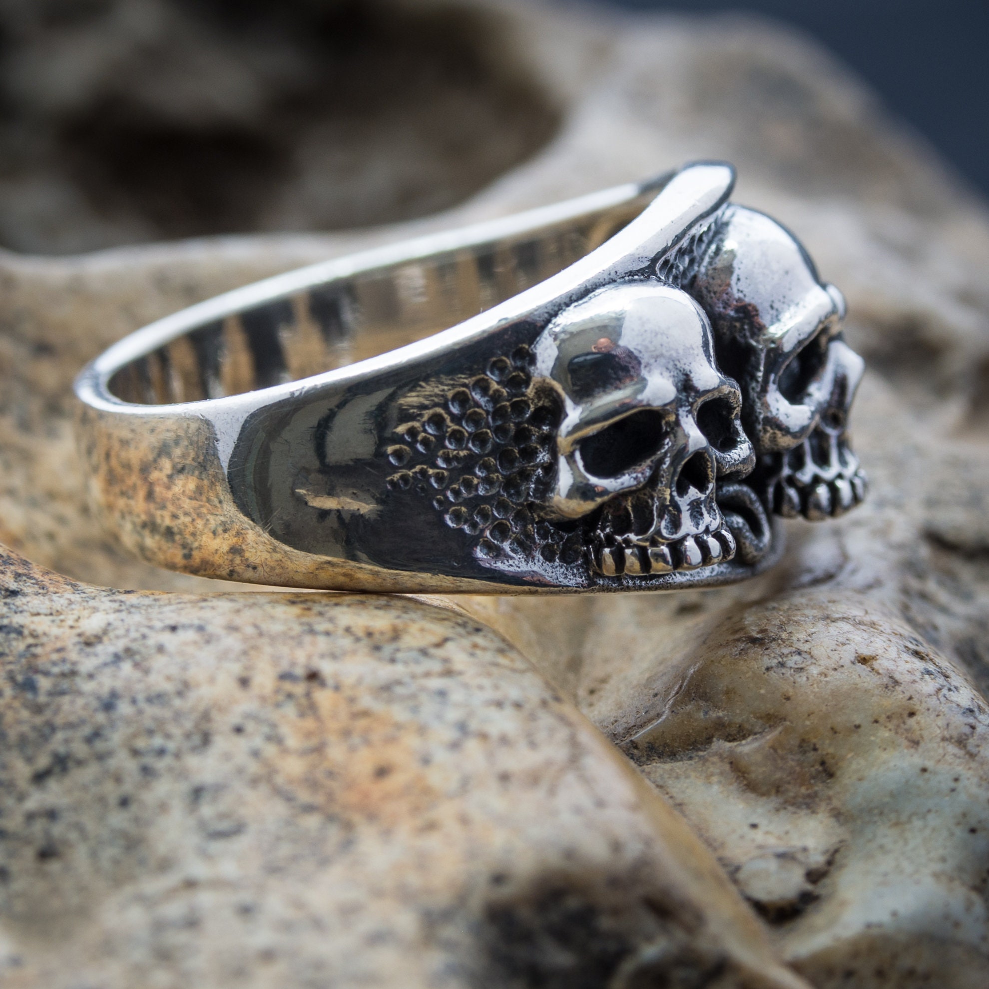 GOT Many Faced God Skull Ring 925 Solid Sterling Silver Heavy Metal ...