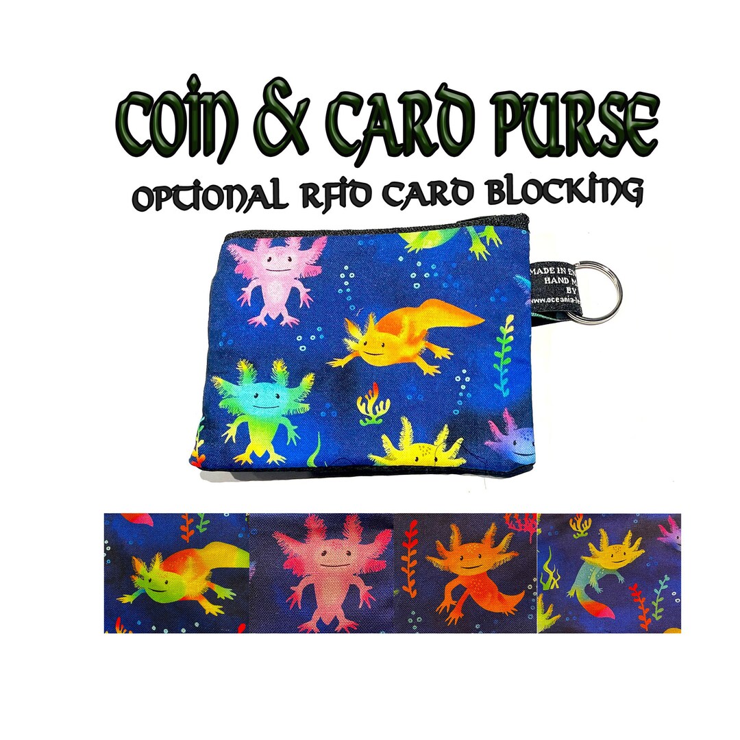 Axolotl Designer Coin Purses Handmade From 100% Cotton Great for Cash ...