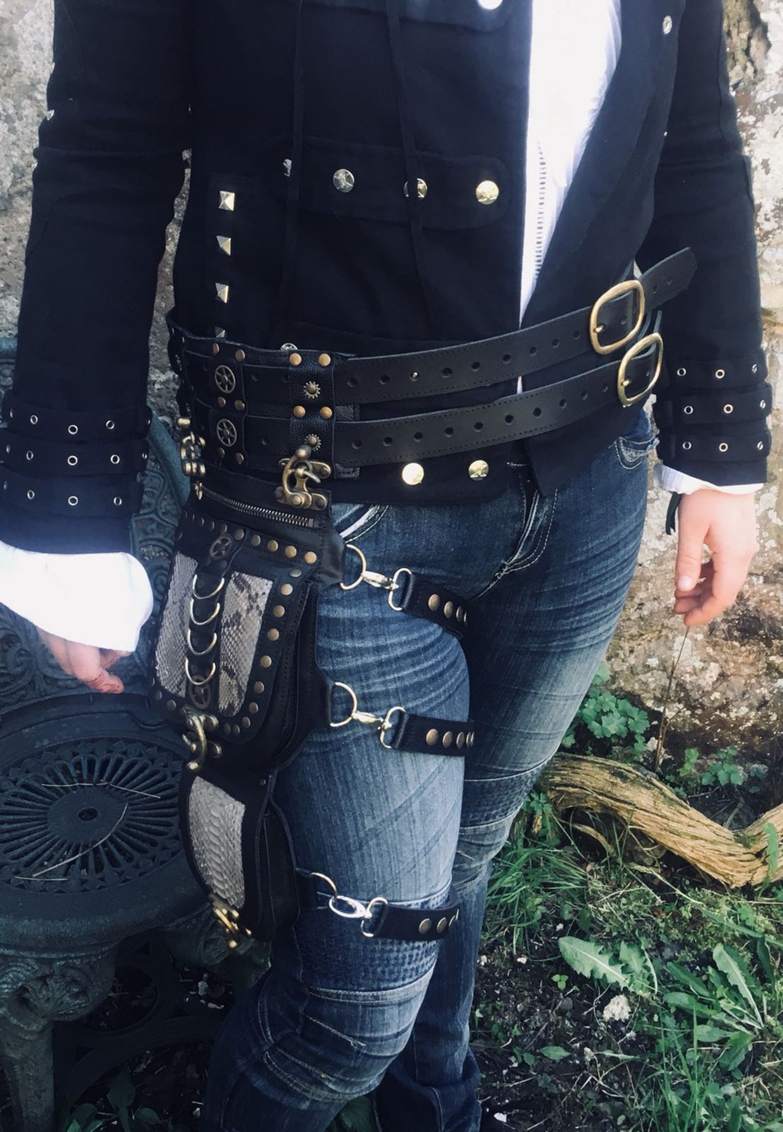 Festival Utility Belt Leg Strap, Steampunk Cyberpunk Dieselpunk Leather ...