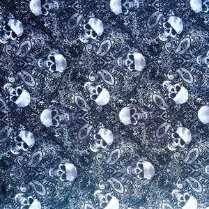 Gothic Dark Filigree Paisley Skull Designer Fabric by Timeless ...